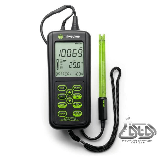 پی اچ متر پرتابل MW106MAX محصول شرکت Milwaukee - فروشگاه تجهیزاتی آزمایشگاهی روناکو